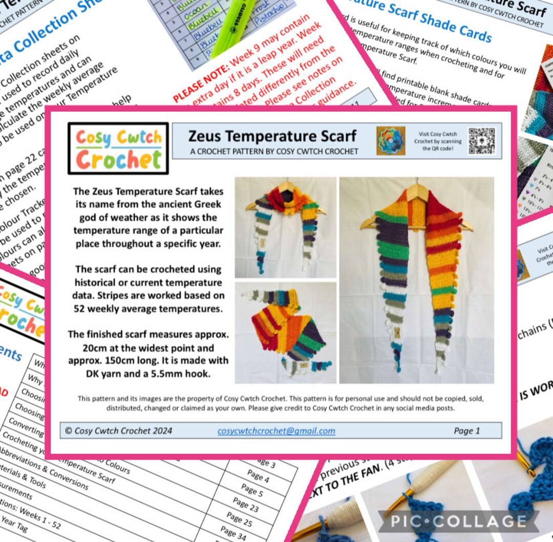 CROCHET PATTERN Zeus Temperature Scarf 59 Pages - Etsy