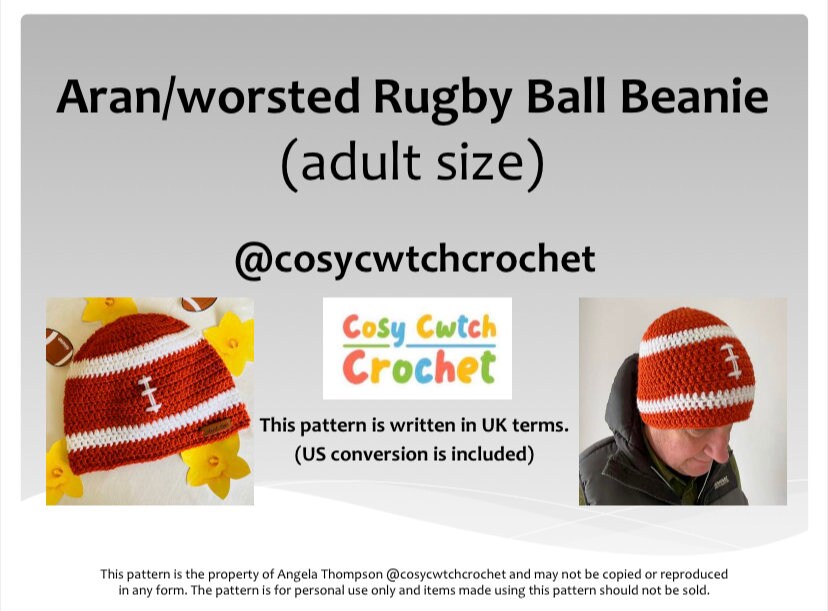 CROCHET PATTERN Rugby Ball Beanie - Etsy