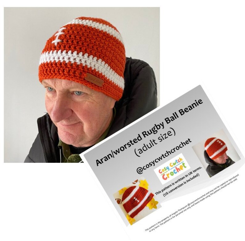 CROCHET PATTERN Rugby Ball Beanie - Etsy
