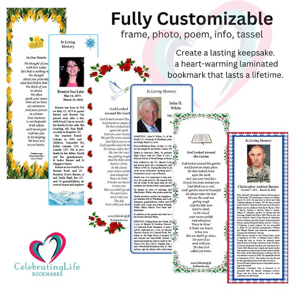 Laminated Obituary Bookmarks - Etsy