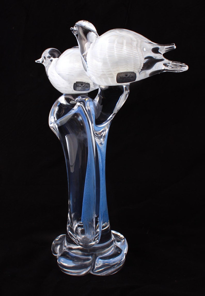 Marcolin Glass Art Two Dove Sculpture Vase - Etsy
