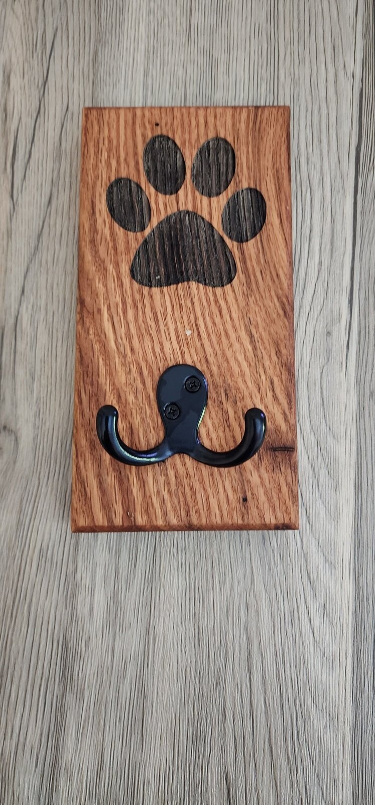 Red Oak Wall Mount Dog Paw Leash Holder - Etsy