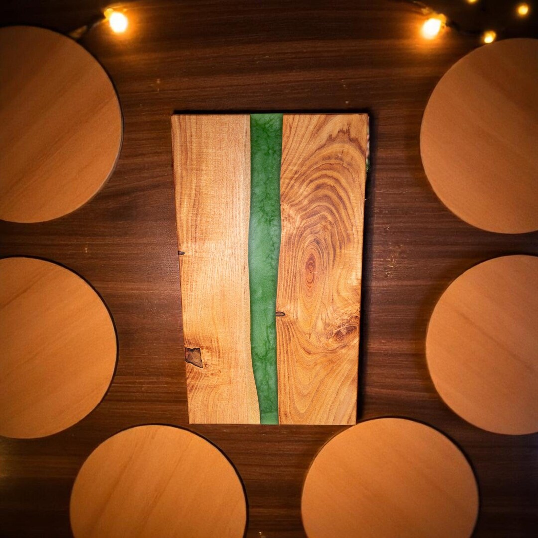 Jade Epoxy Serving Board - Coffee Wood With Swirled Inlay - Etsy