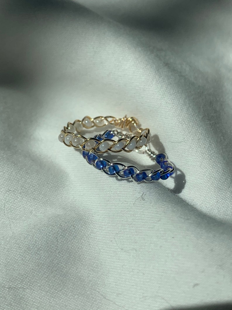 Braided Ring Handmade Beaded Gold or Silver Plated - Etsy