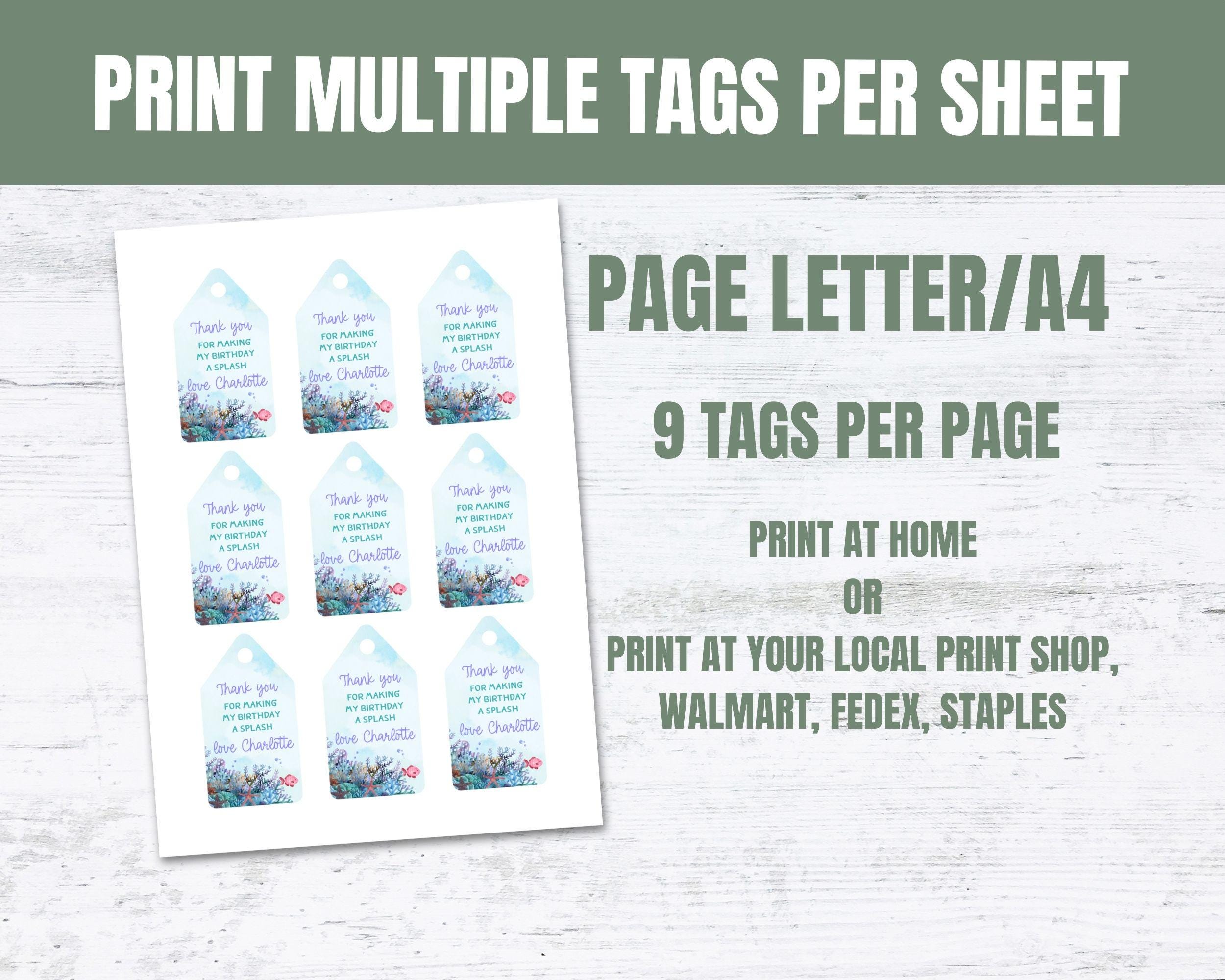 Under the Sea Birthday Thank You Gift Tag Printable, Editable Ocean ...