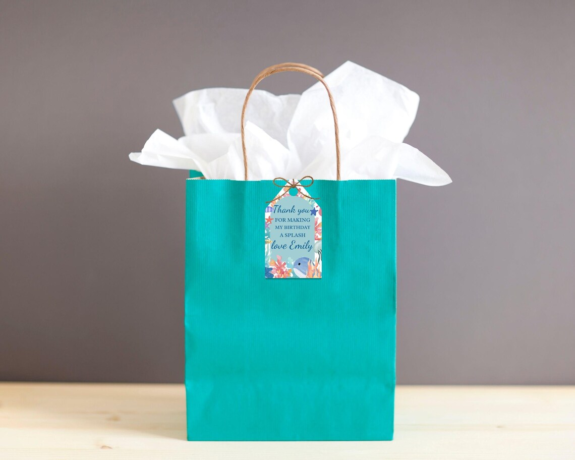 Under the Sea Birthday Thank You Gift Tag Printable, Editable Ocean ...