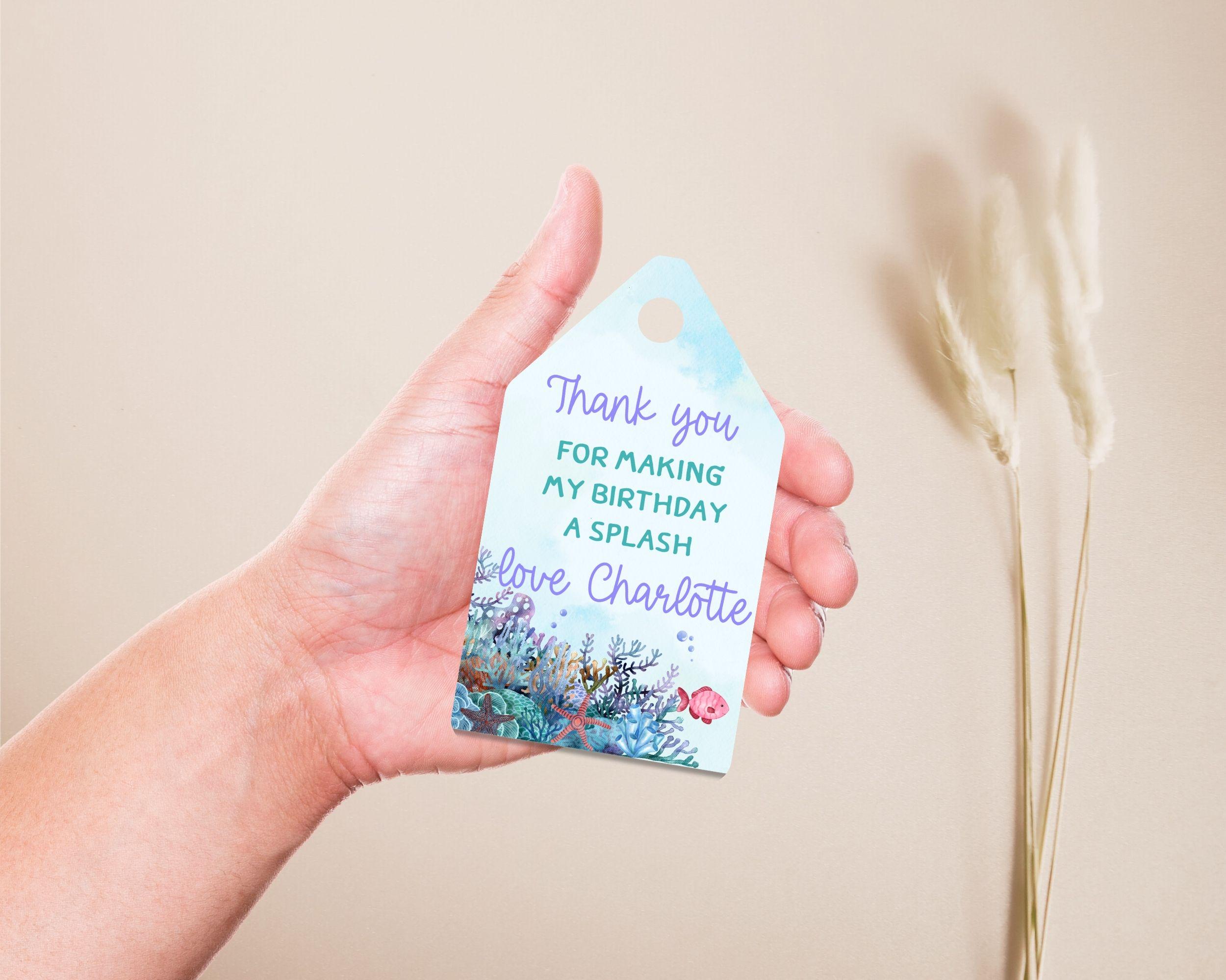 Under the Sea Birthday Thank You Gift Tag Printable, Editable Ocean ...