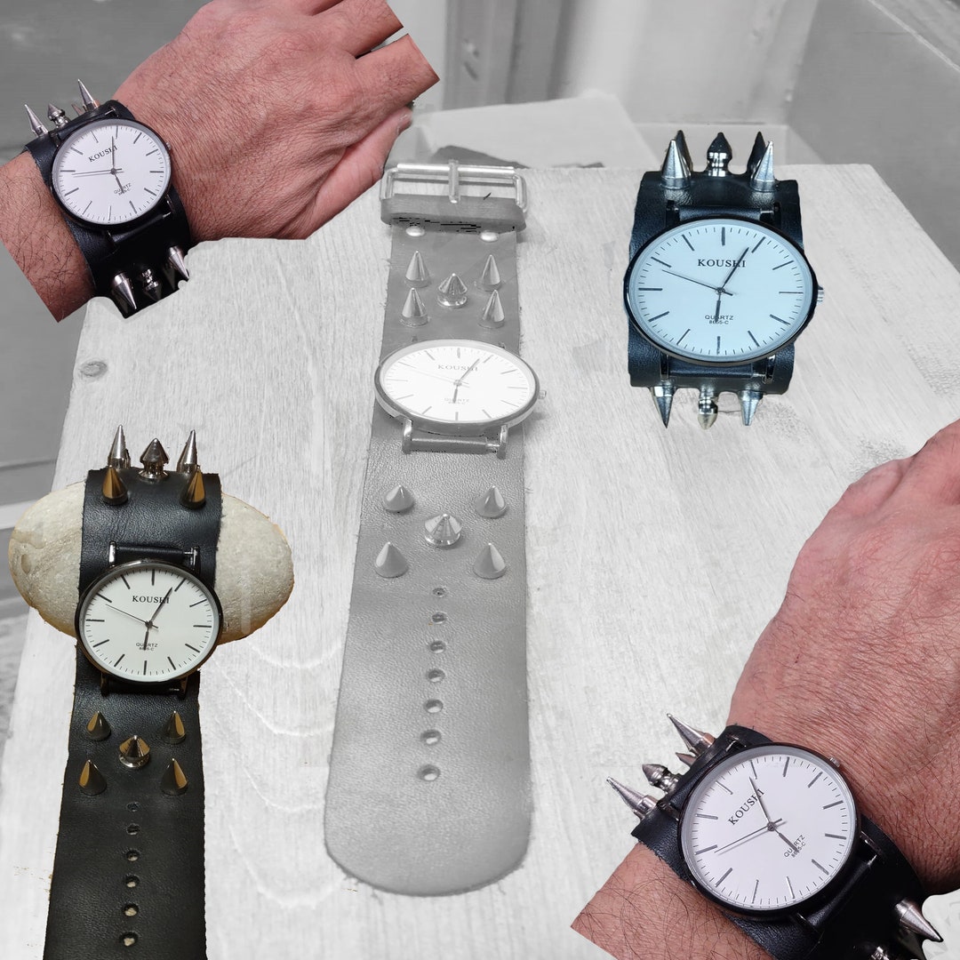 Black Vintage Punk/ Rock Watch With Spikes - Etsy