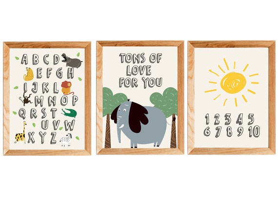 Set of 3 Safari Kids Posters Kids Bedroom Animal Prints | Etsy