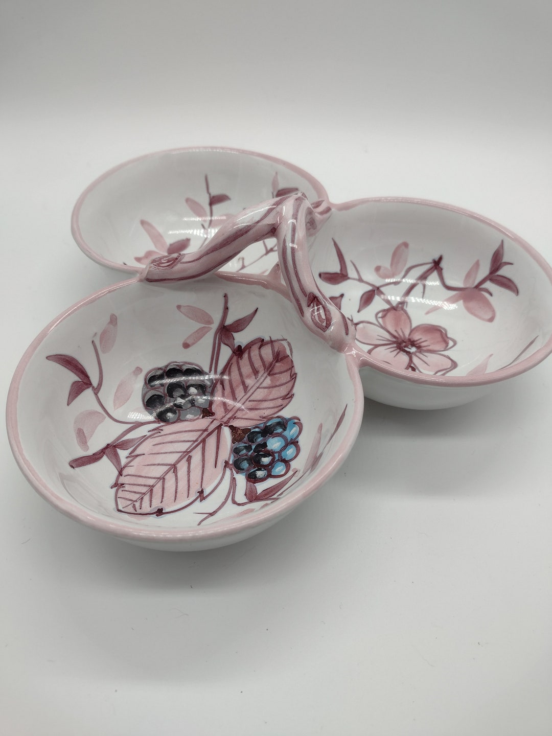 Vintage Italian Art Pottery Triple Condiment Bowl - Etsy