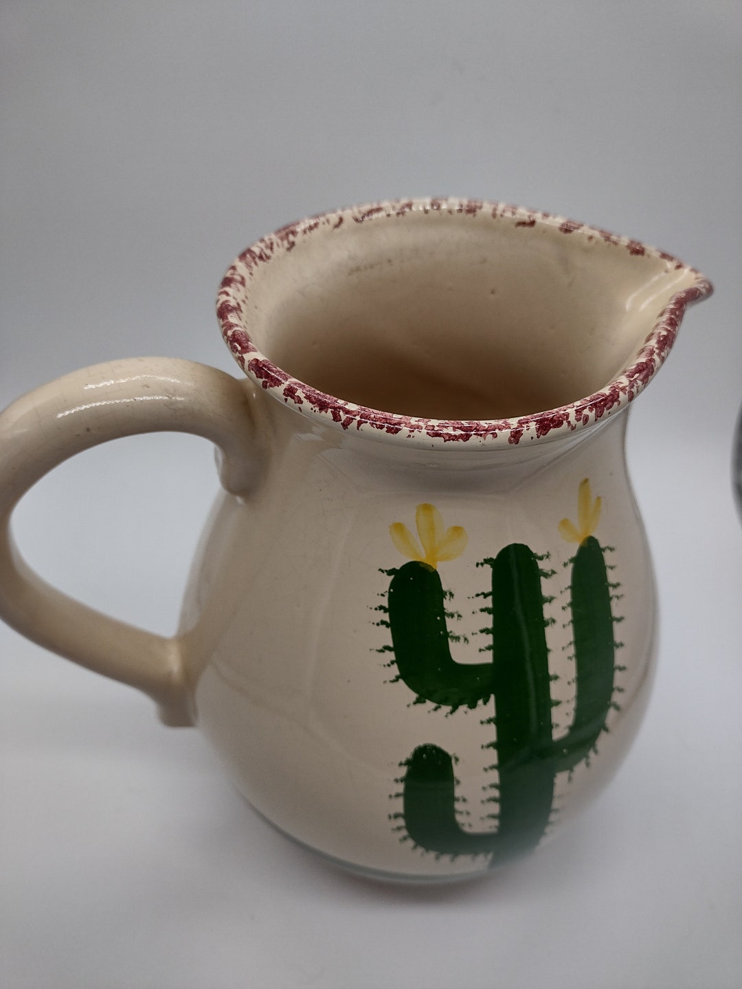 Vintage Himark Cactus Spongeware Pitcher - Etsy