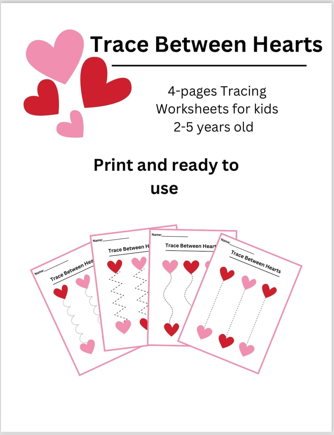 Valentine's Tracing Worksheets for Kids: Fine Motor Skills (PDF) - Etsy
