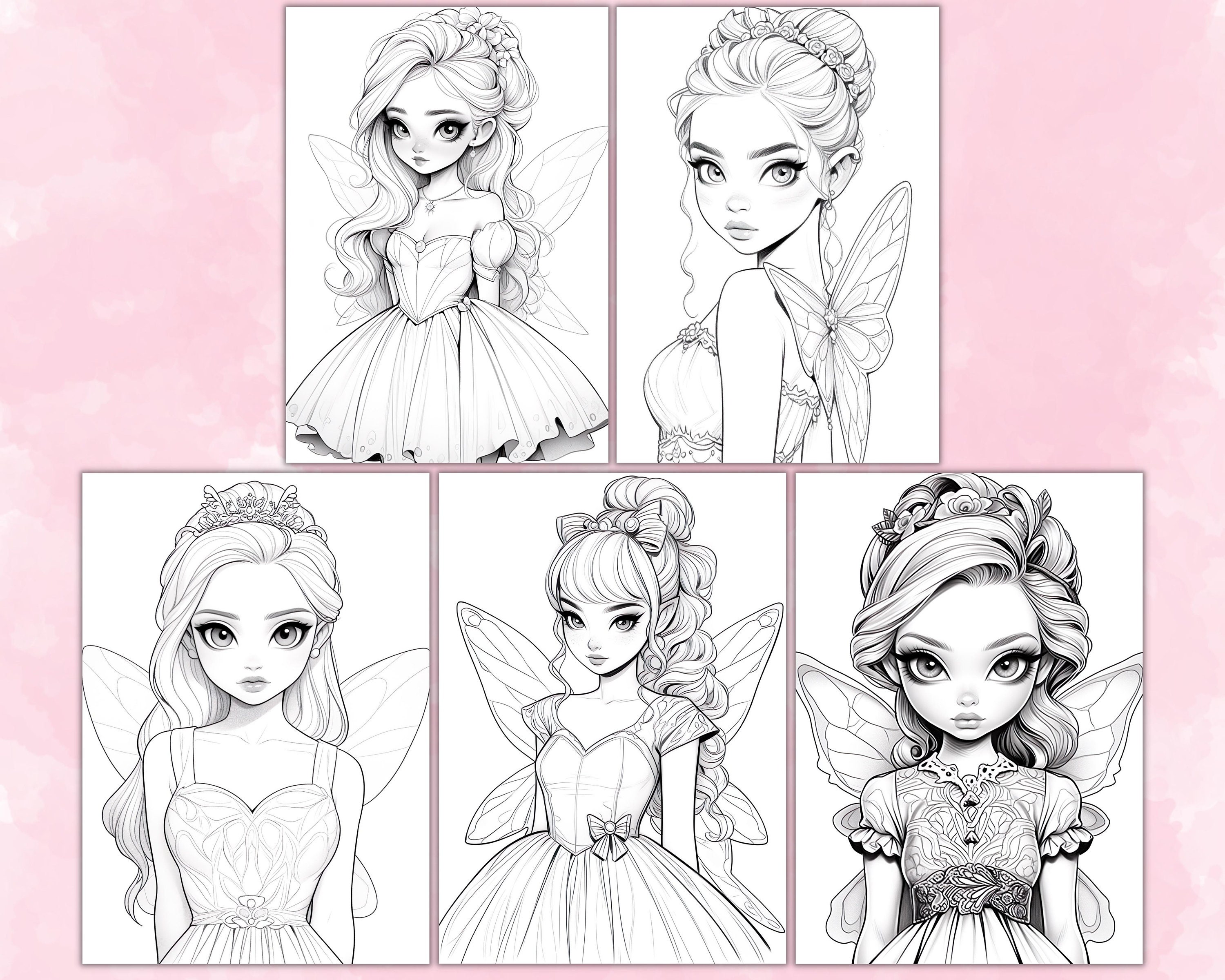 Adorable Faries Coloring Pages, Grayscale Coloring Pages, Fantasy Anime ...