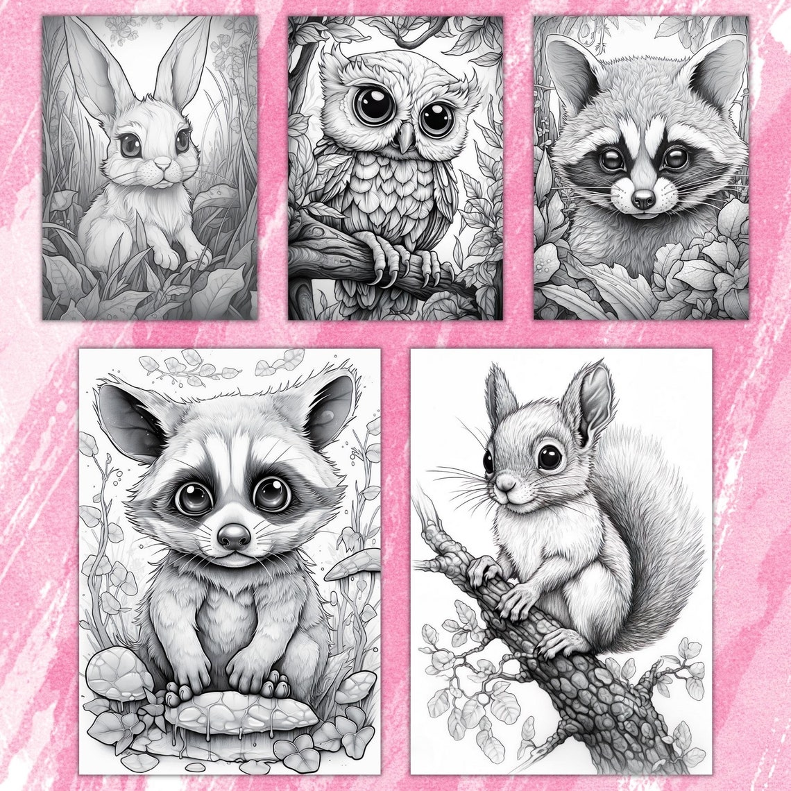 Baby Forest Critters Coloring Page Book, Animal Coloring Page ...