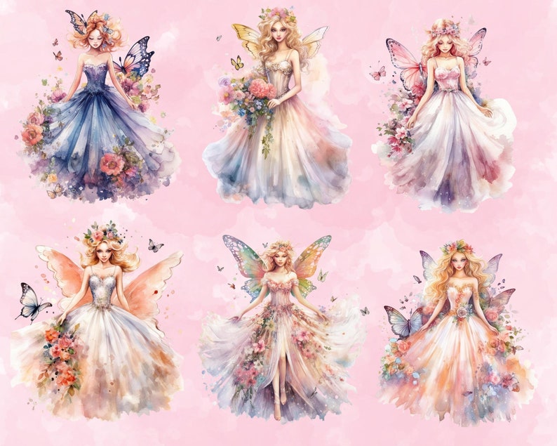20 Watercolor Fairy Princess Clipart, Fairy Clipart, Watercolor Clipart ...