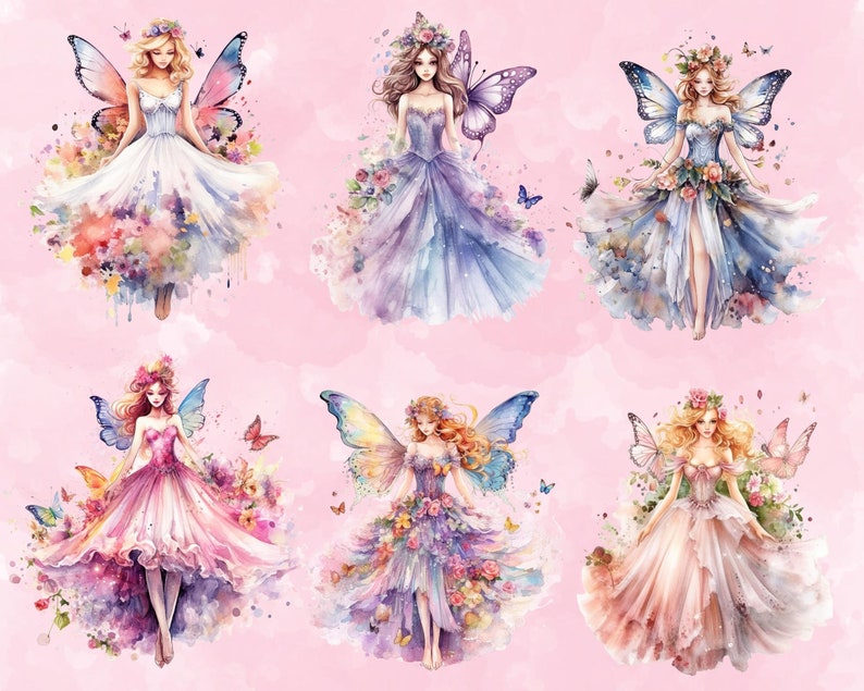 20 Watercolor Fairy Princess Clipart, Fairy Clipart, Watercolor Clipart ...