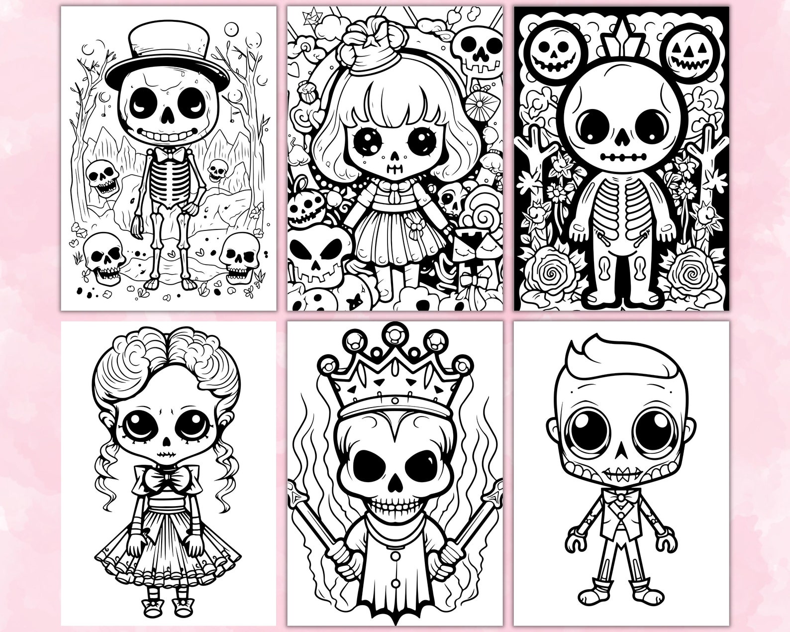 Creepy Kawaii Coloring Pages for Kids and Adults, Halloween Coloring ...