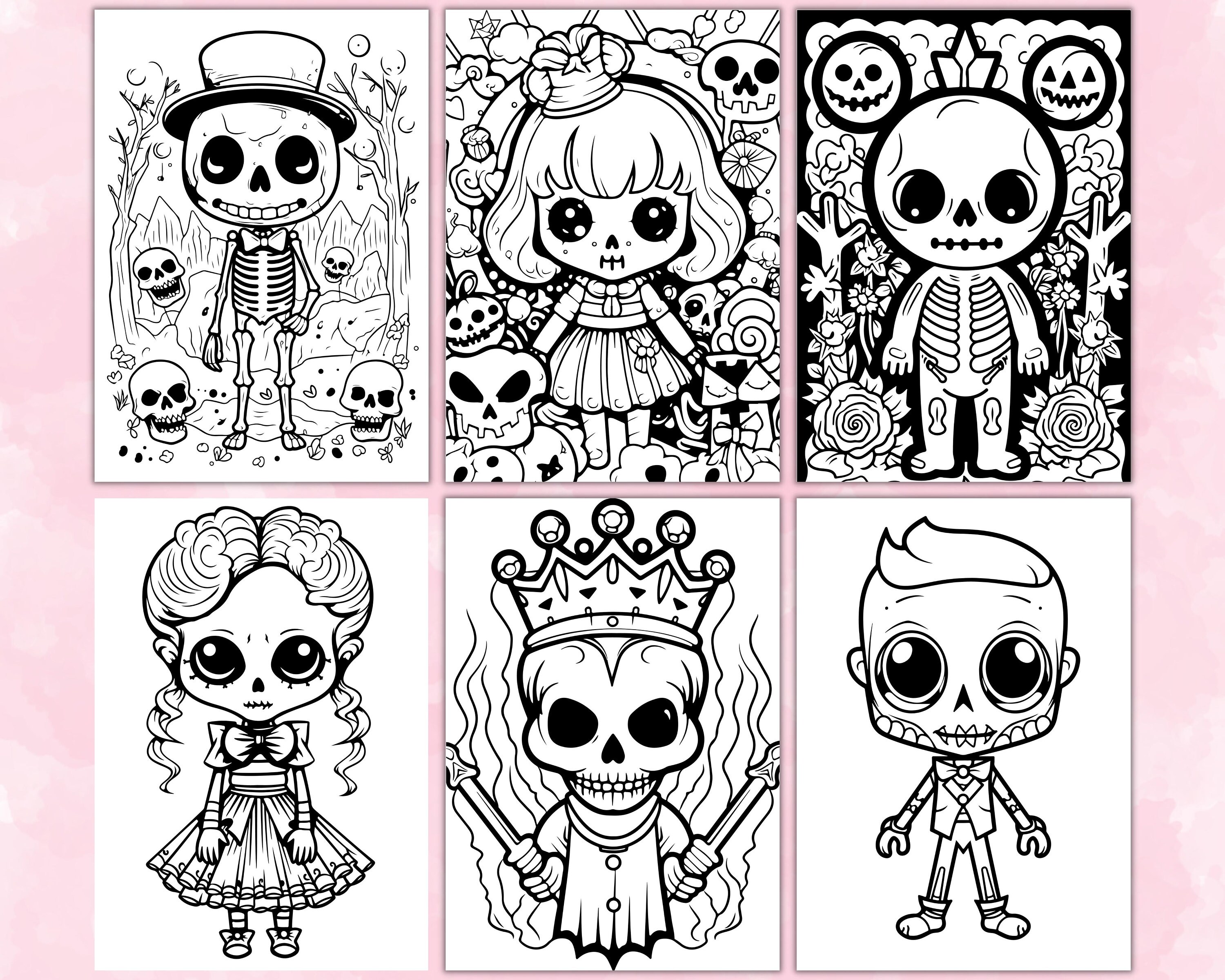Creepy Kawaii Coloring Pages for Kids and Adults, Halloween Coloring ...