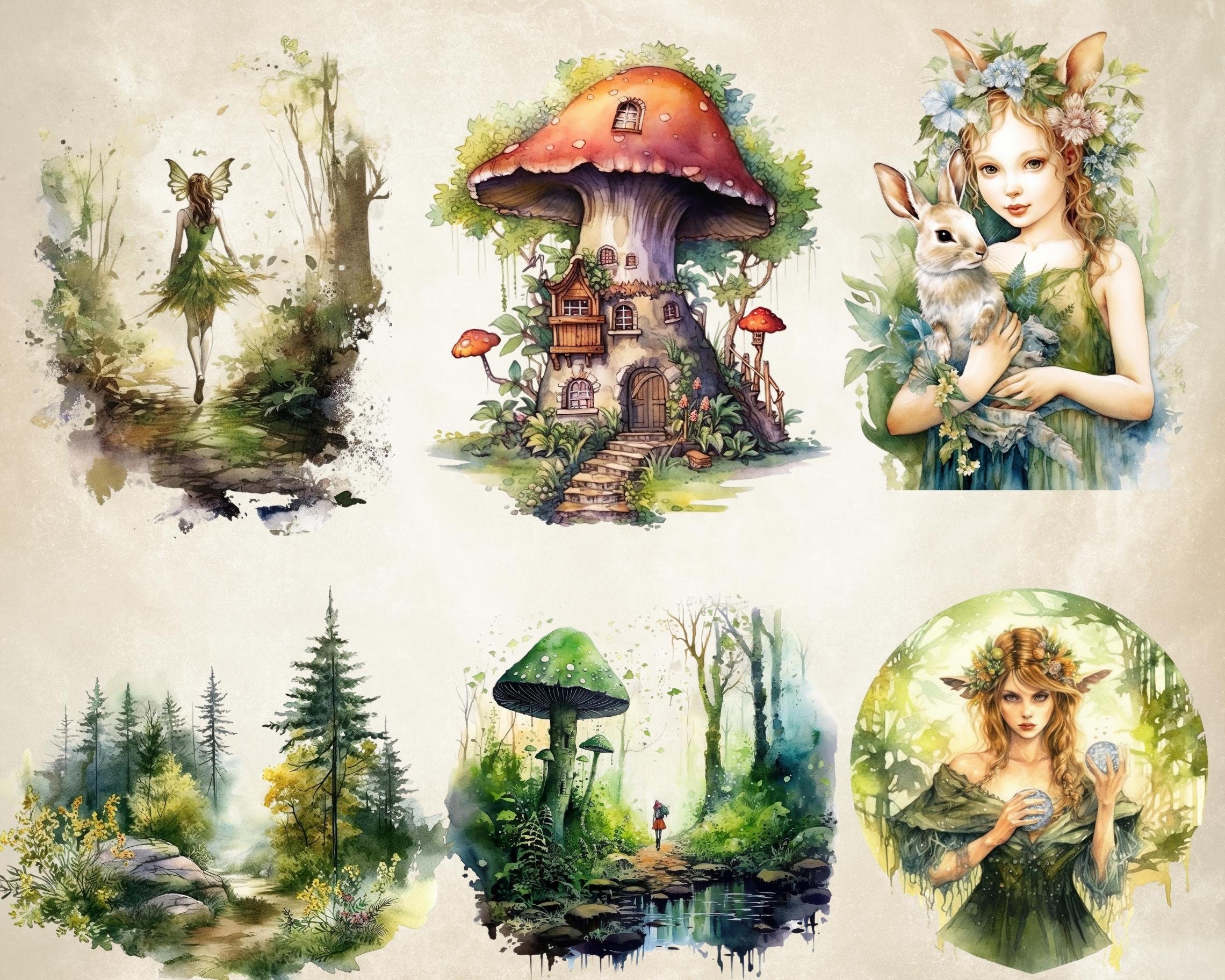 Forest Fairy Watercolor Clipart, Fairy Clpart, Fantasy Anime Clipart ...
