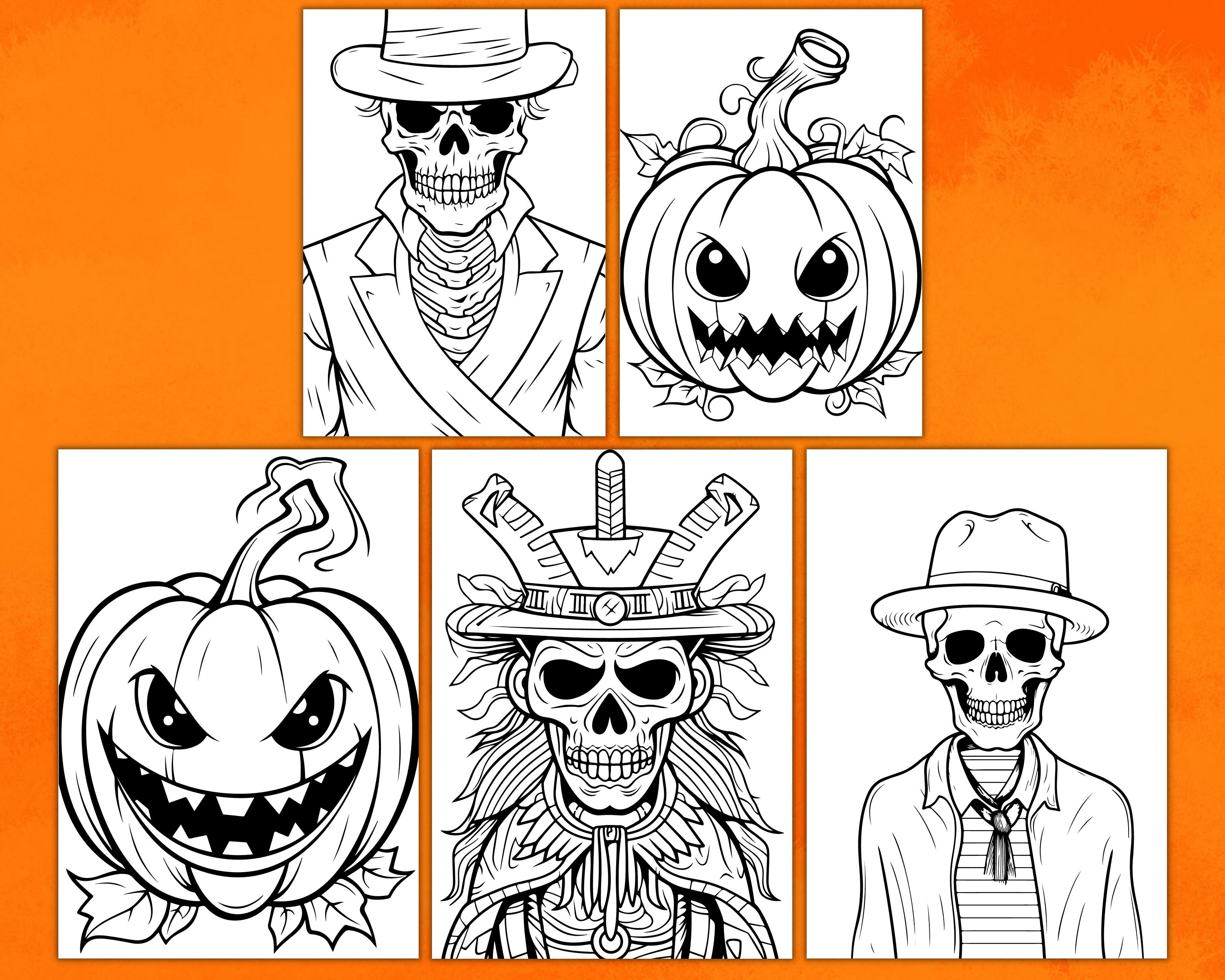 Spooky Halloween Characters Coloring Pages for Kids and Teens, Coloring ...