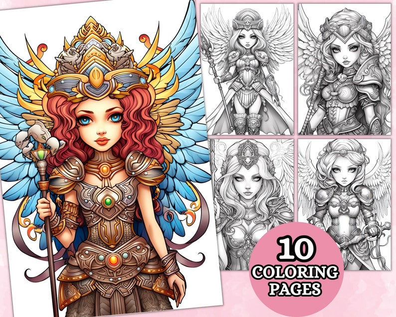 Valkyrie Coloring Pages, Grayscale Coloring Page, Coloring Book ...
