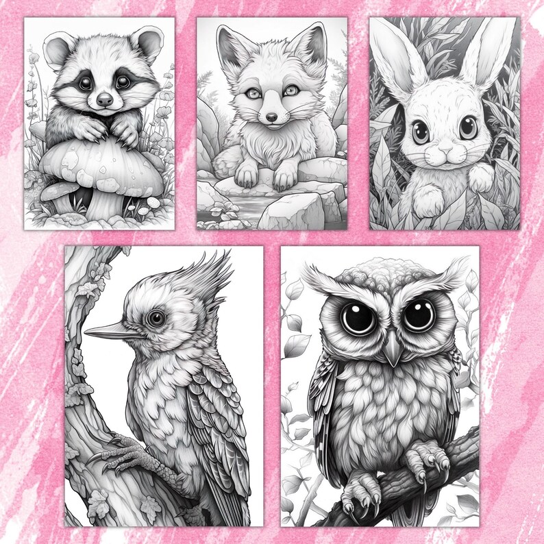 Baby Forest Critters Coloring Page Book, Animal Coloring Page ...