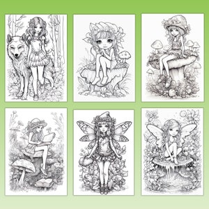 Forest Fairies Coloring Pages, Fairy Coloring Page, Grayscale Coloring ...