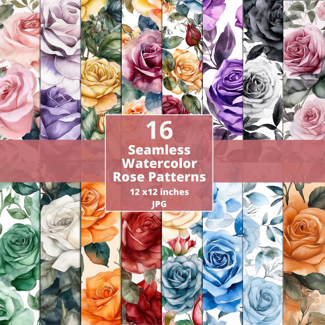 Seamless Rose Patterns, Water Color Flower Patterns, Flower Digital ...