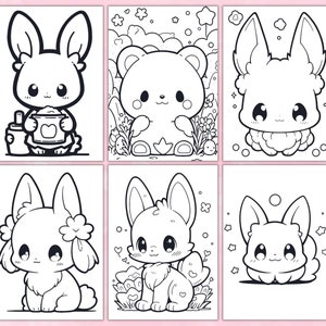 Kawaii Animals Coloring Pages for Kids and Adults, Kawaii Coloring Book ...