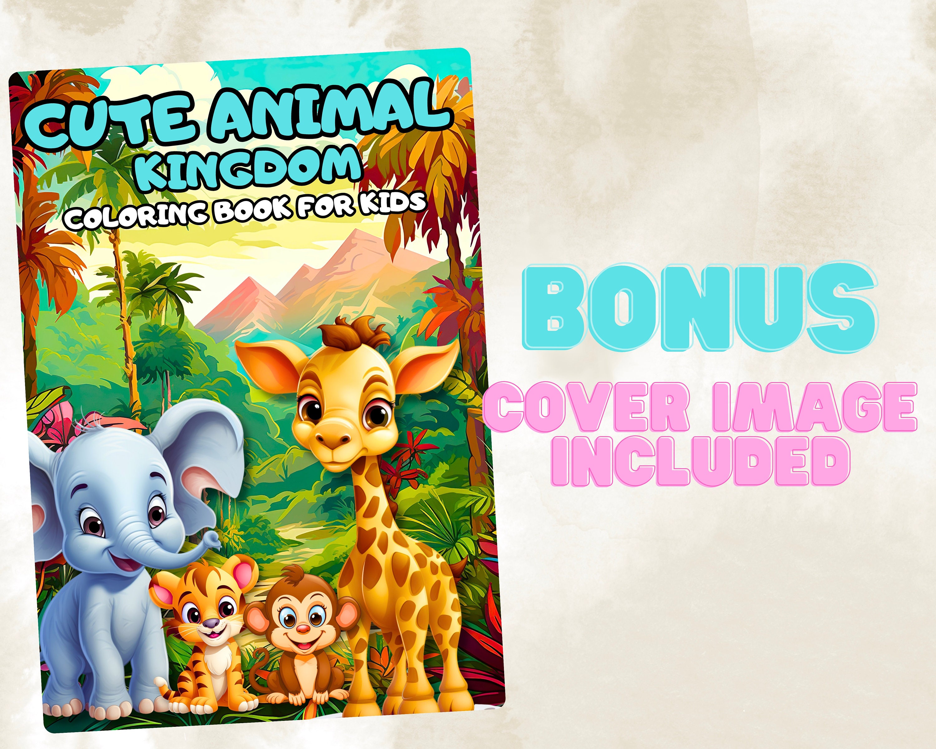 Cute Animals Coloring Page for Kids Kids Coloring Book - Etsy