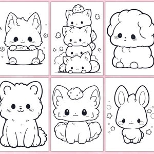 Kawaii Animals Coloring Pages for Kids and Adults, Kawaii Coloring Book ...