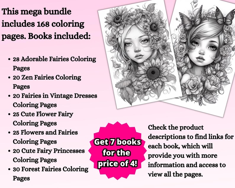 168 Fairy Coloring Pages Fairy Mega Bundle Coloring Pages - Etsy