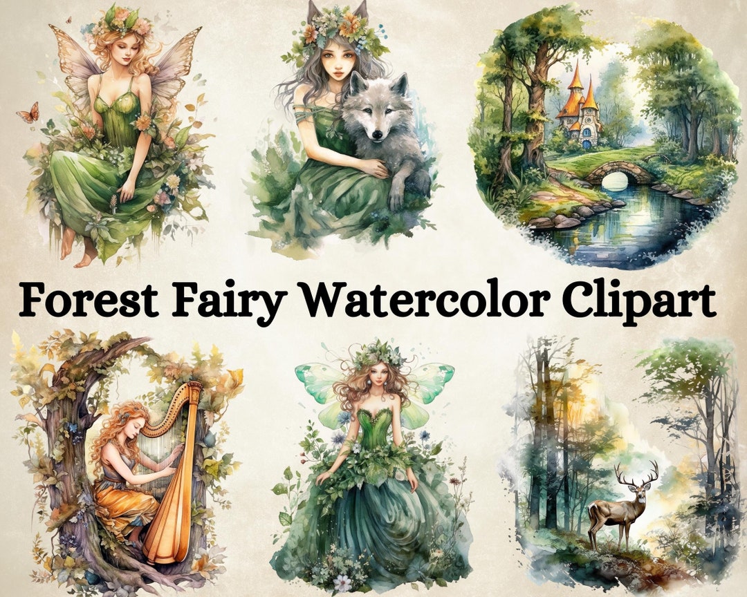 Forest Fairy Watercolor Clipart, Fairy Clpart, Fantasy Anime Clipart ...