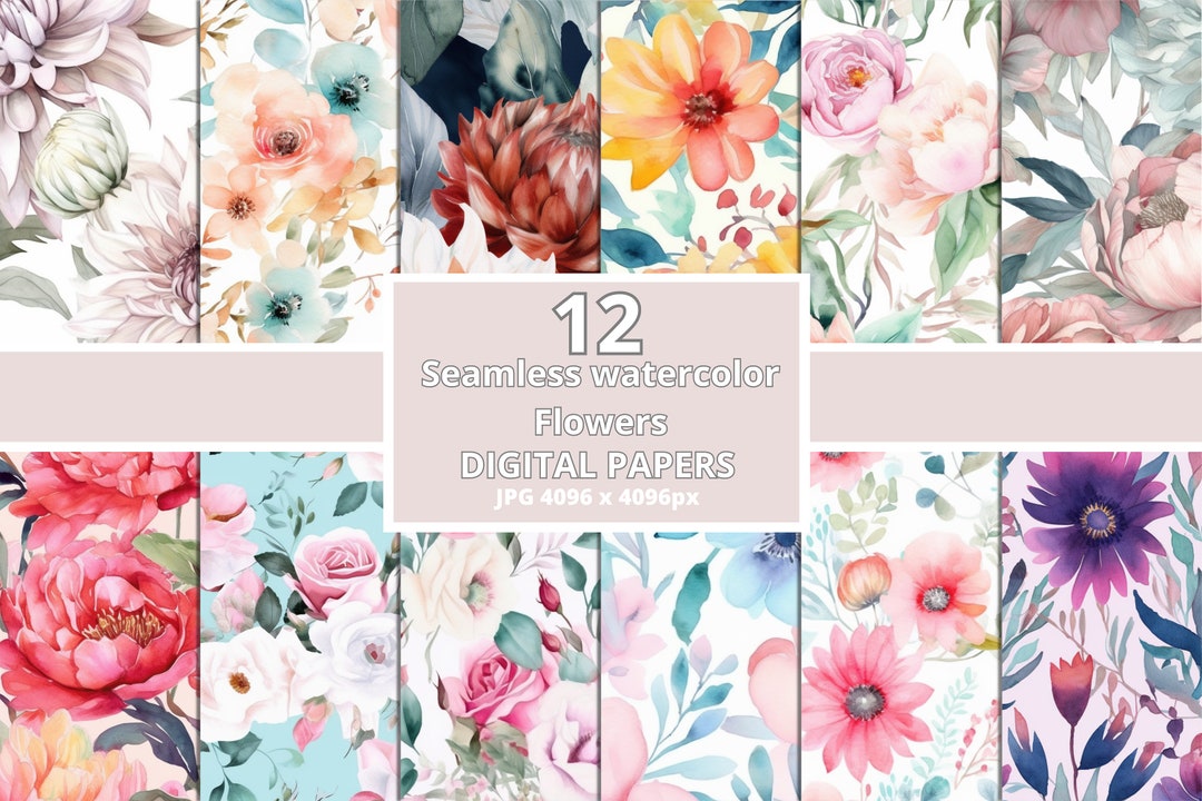 Seamless Floral Pattern, Watercolor Flower Patterns, Flower Digital ...