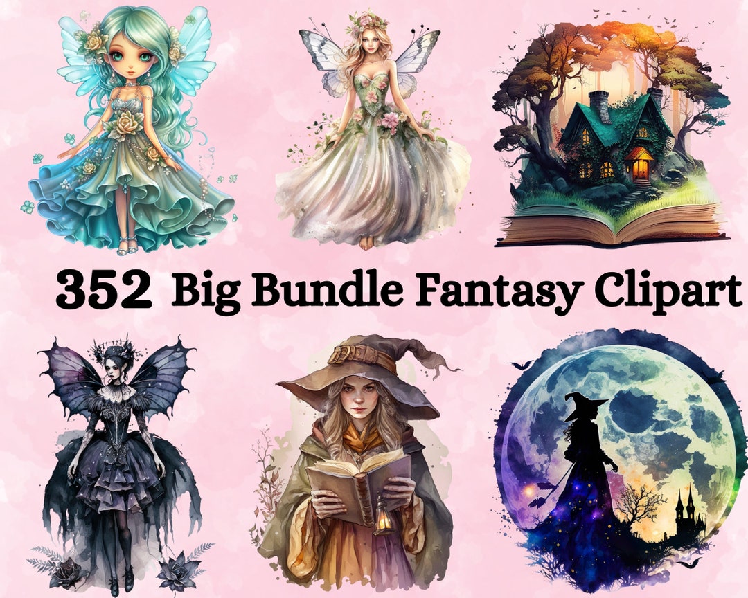 Big Bundle Fantasy Clipart, Watercolor Clipart, Fairytale Clipart, DIY ...
