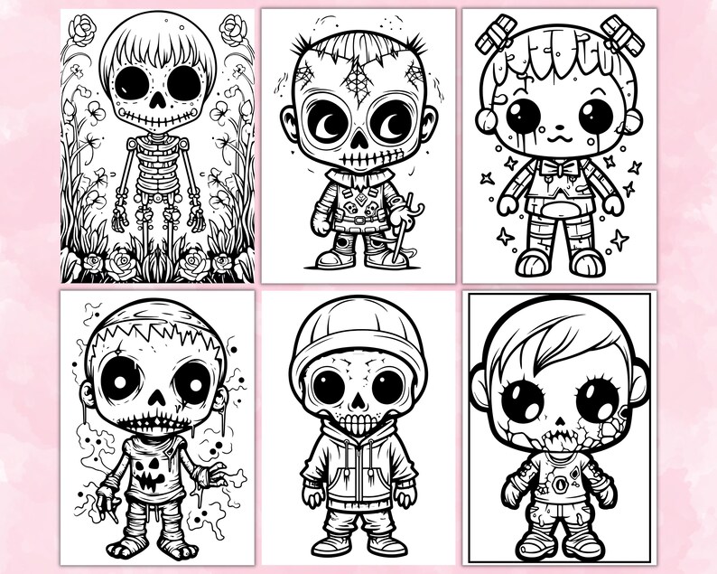 Creepy Kawaii Coloring Pages for Kids and Adults, Halloween Coloring ...