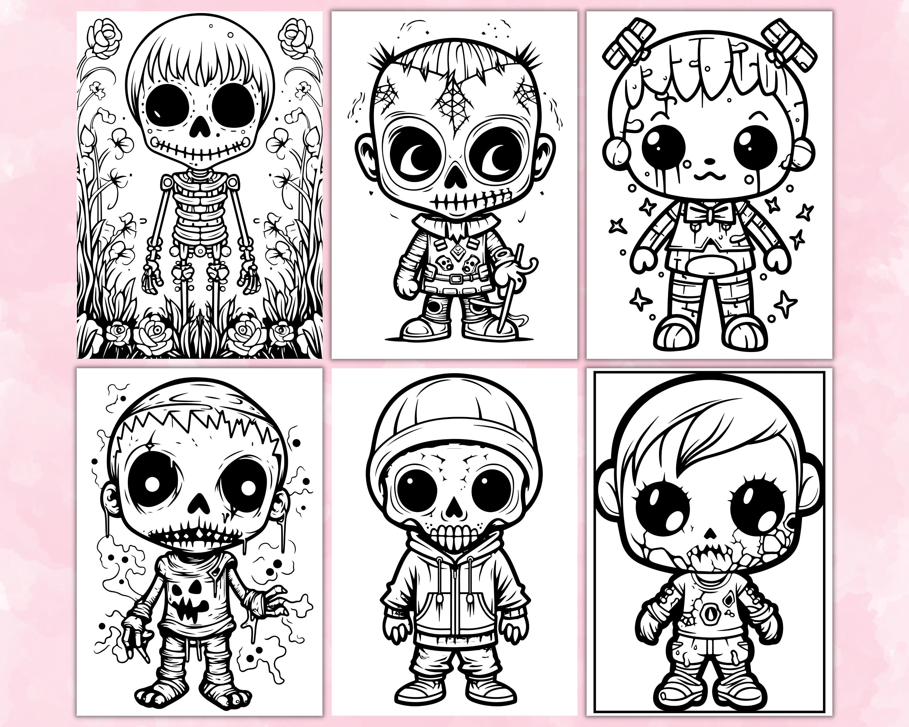 Creepy Kawaii Coloring Pages for Kids and Adults, Halloween Coloring ...