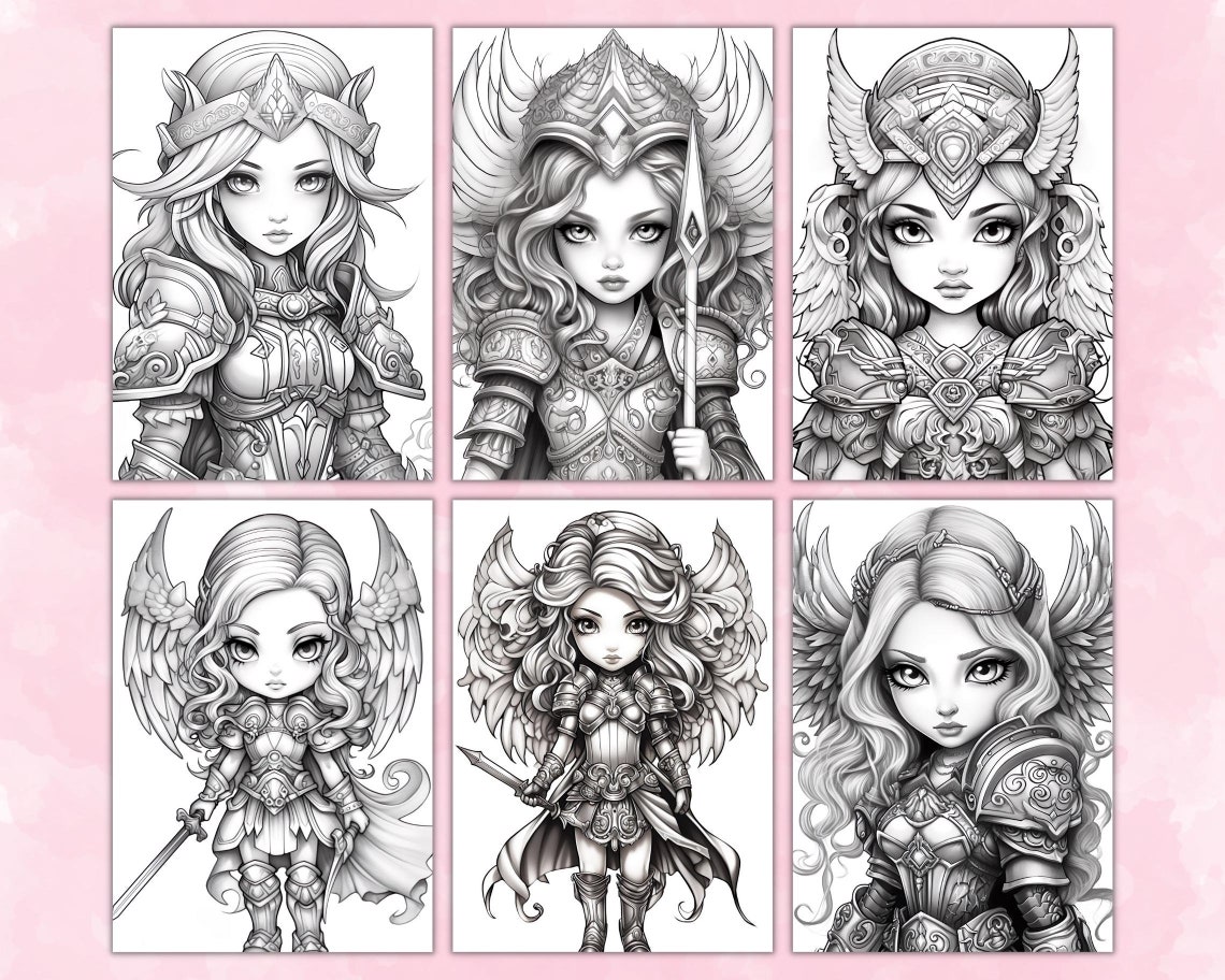 Valkyrie Coloring Pages, Grayscale Coloring Page, Coloring Book ...