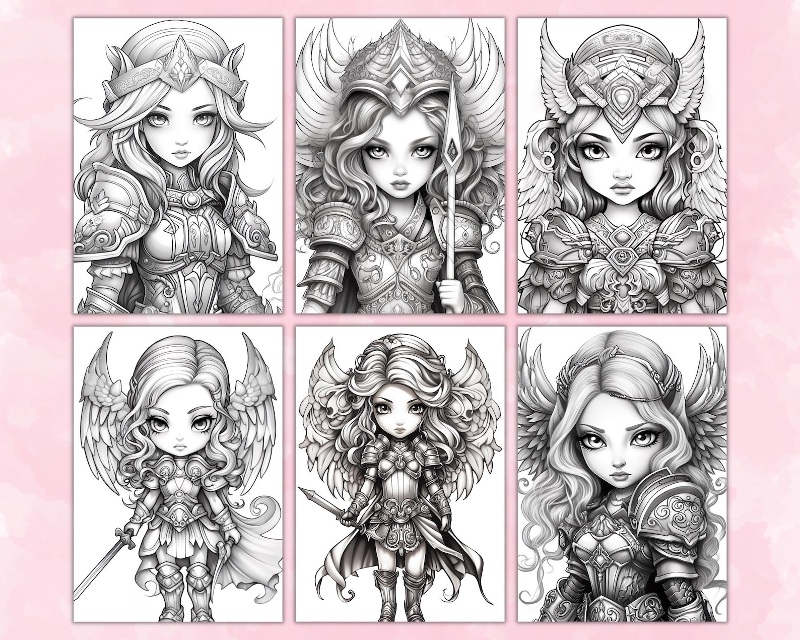 Valkyrie Coloring Pages, Grayscale Coloring Page, Coloring Book ...