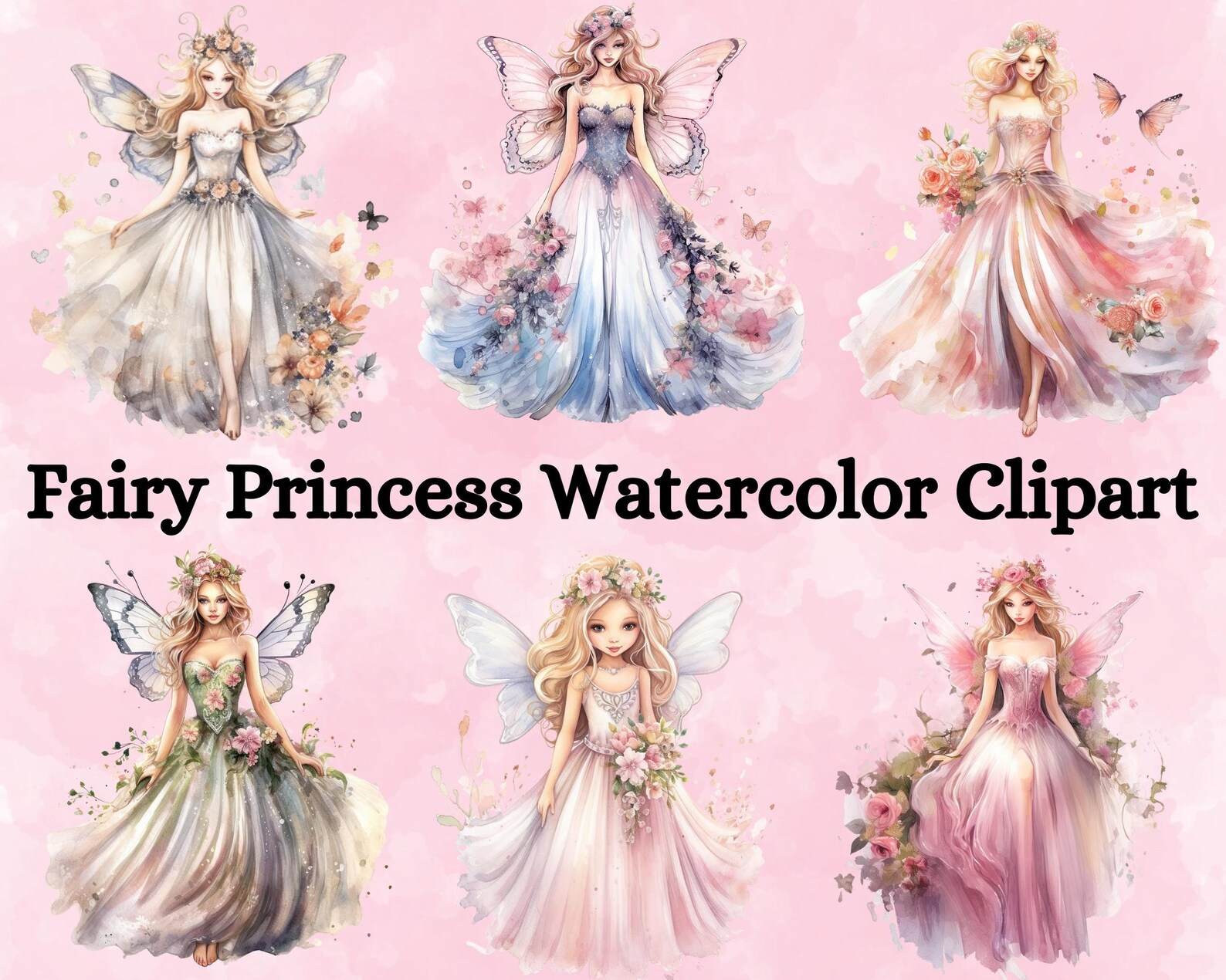 20 Watercolor Fairy Princess Clipart, Fairy Clipart, Watercolor Clipart ...