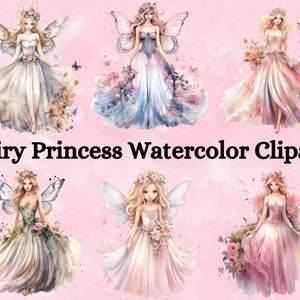 20 Watercolor Fairy Princess Clipart, Fairy Clipart, Watercolor Clipart ...
