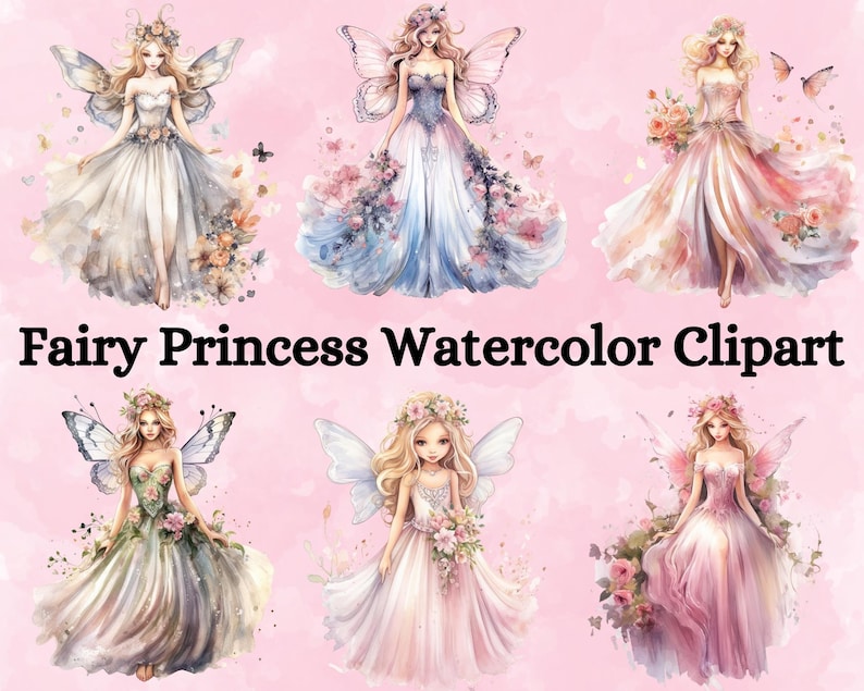 20 Watercolor Fairy Princess Clipart, Fairy Clipart, Watercolor Clipart ...