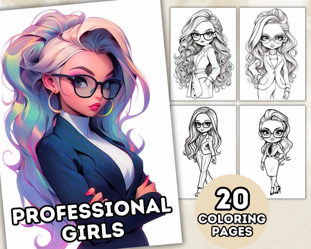 Professional Girls Coloring Page, Grayscale Coloring Pages, Fantasy ...