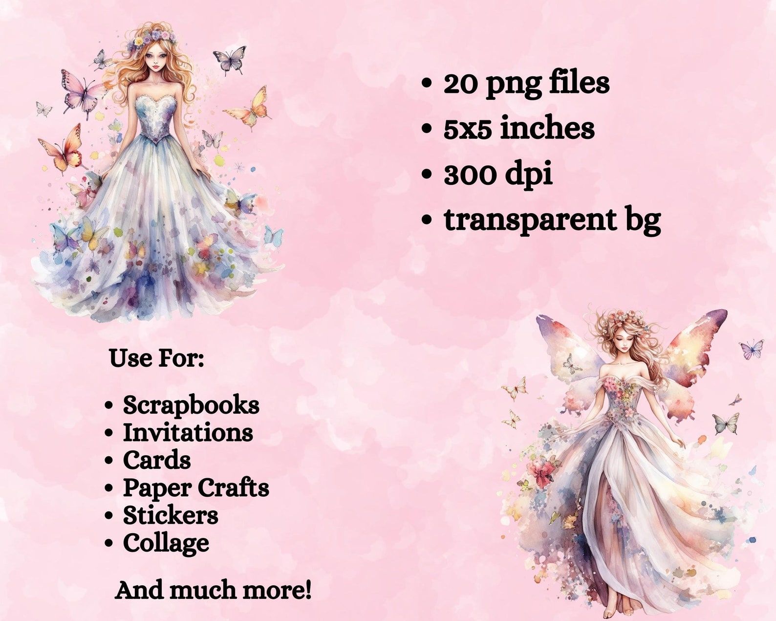 20 Watercolor Fairy Princess Clipart, Fairy Clipart, Watercolor Clipart ...