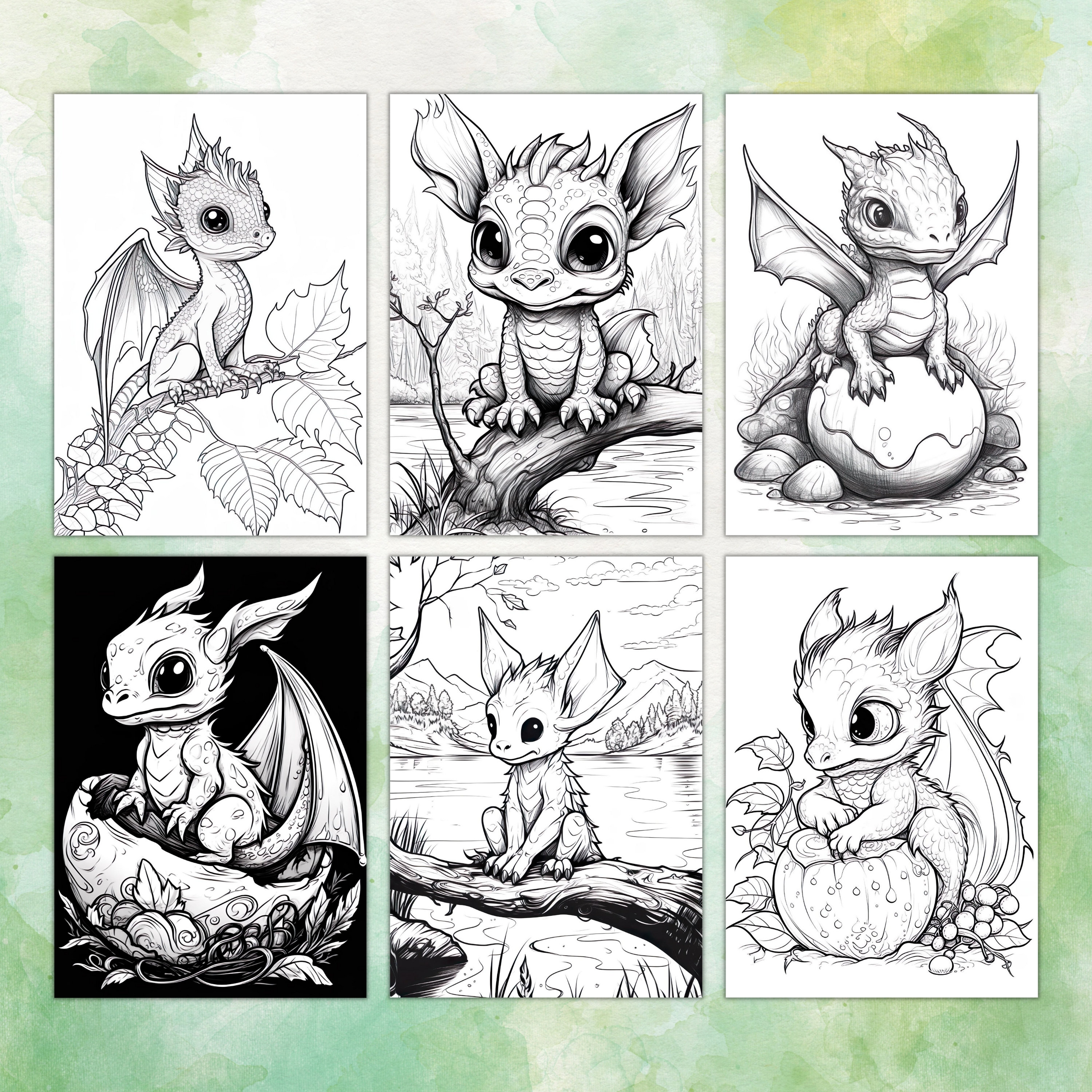 Baby Forest Dragon Fantasy Coloring Pages Book, Dragon Coloring ...