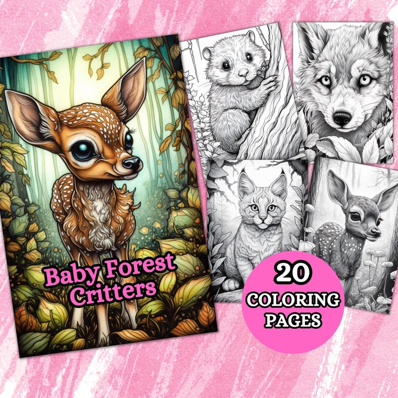 Baby Forest Critters Coloring Page Book, Animal Coloring Page ...
