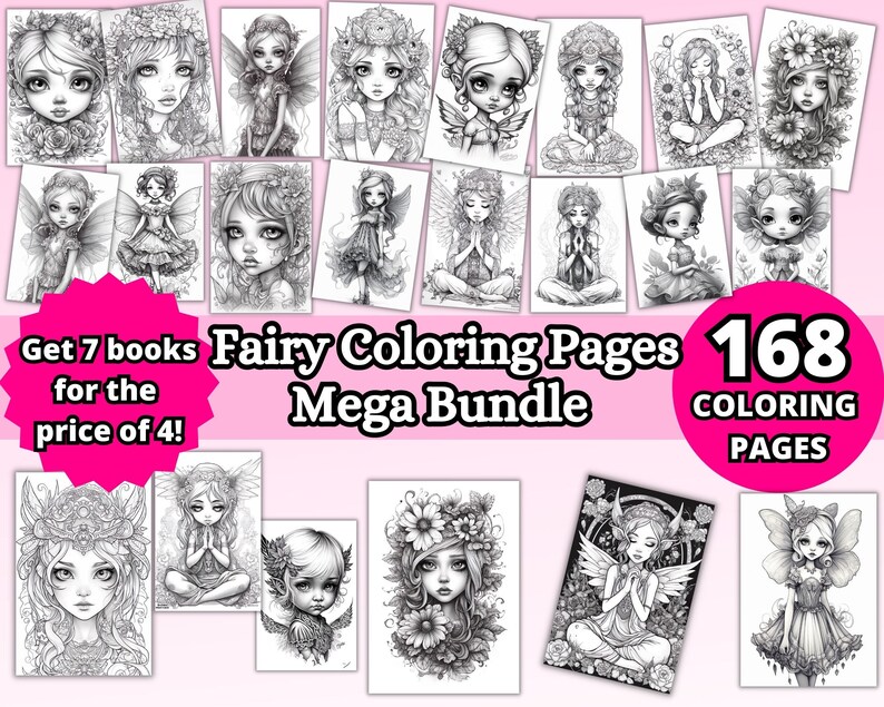 168 Fairy Coloring Pages Fairy Mega Bundle Coloring Pages - Etsy