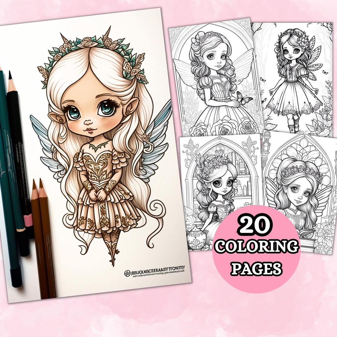Adorable Fairy Princesses Coloring Pages, Fairy Coloring Page ...