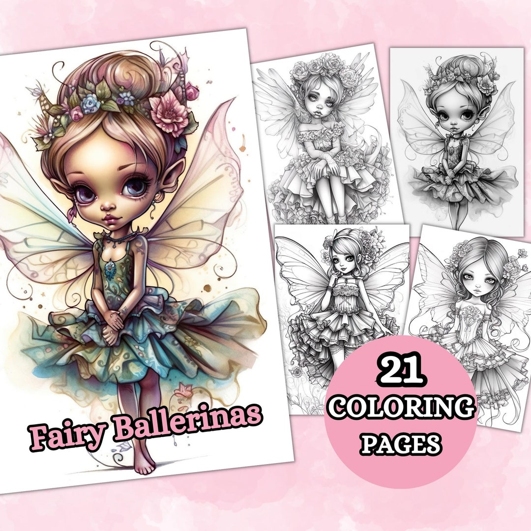 Fairy Ballerinas Coloring Pages, Fairy Coloring Page, Grayscale ...