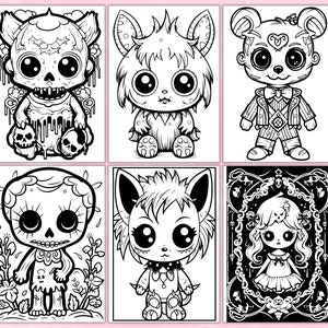 Creepy Kawaii Coloring Pages for Kids and Adults, Halloween Coloring ...